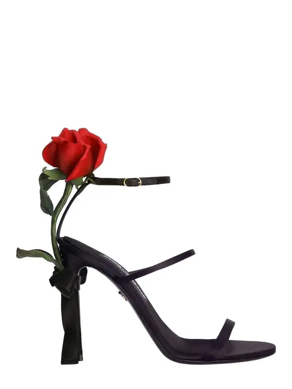 Dolce & Gabbana Rose-appliqué Sandals - Black