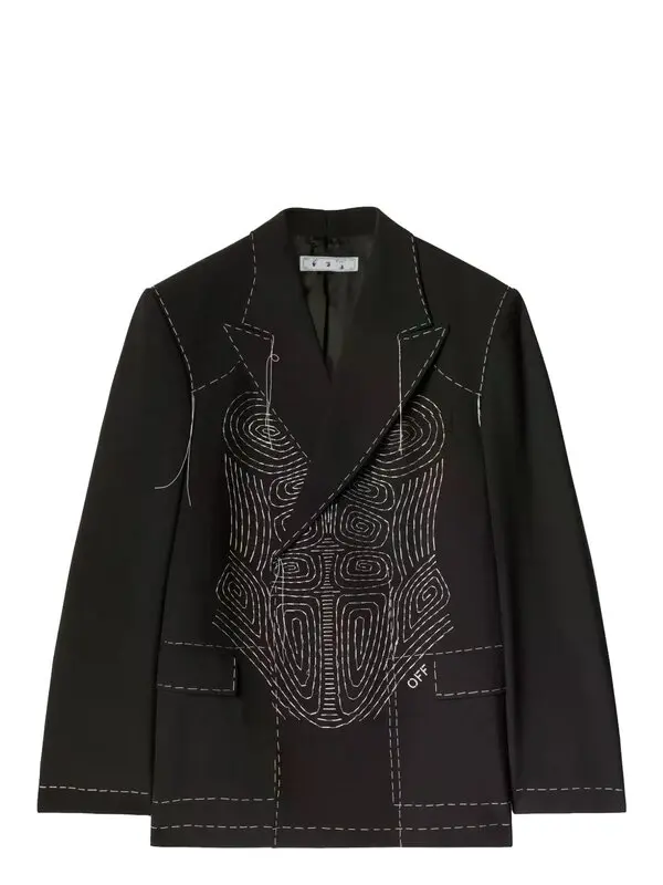 Off-White Runway Body Stitch Double-breasted Jacket - Black