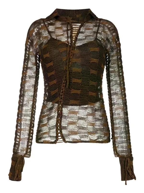 ISA BOULDER Tie-fastening Knitted Shirt - Brown
