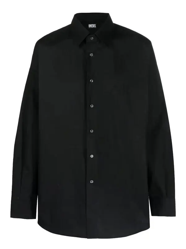DIESEL® Embroidered-logo Detail Shirt - Black
