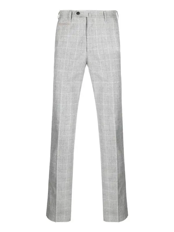 Corneliani Grid-pattern Straight-leg Trousers - Grey