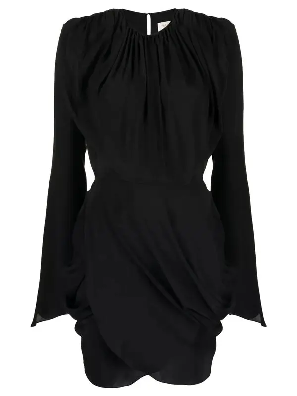 Matériel Wraparound Silk Mini Dress - Black