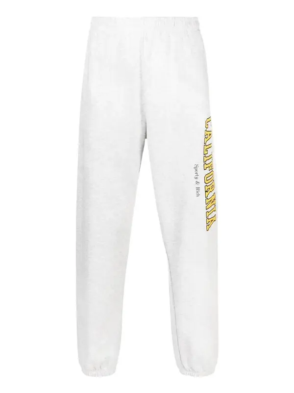 SPORTY & RICH Text-print Cotton-blend Pants - Grey