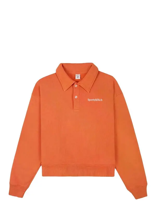 SPORTY & RICH Serif Cotton Polo Top - Orange