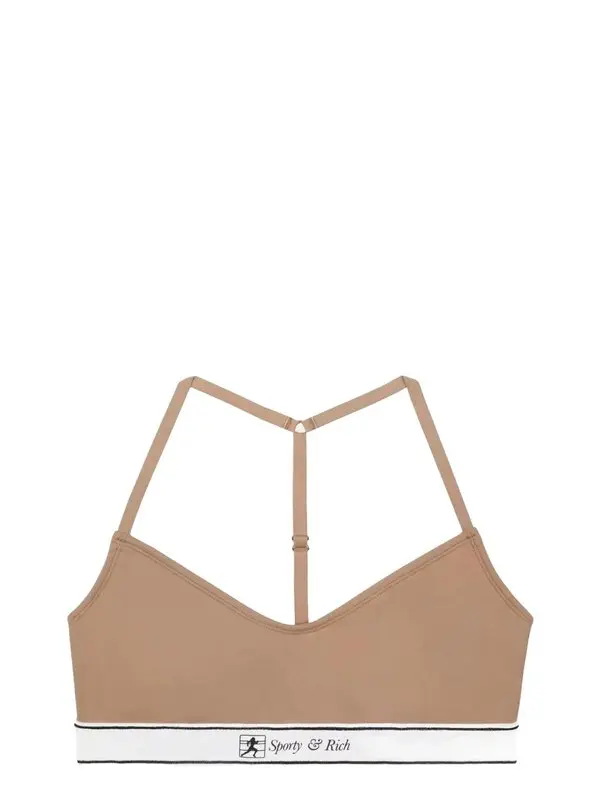 SPORTY & RICH Runner Script Sports Bralette - Brown