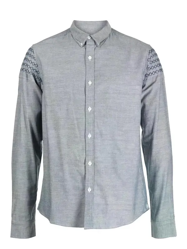 PRIVATE STOCK LABS Embroidered-detail Linen Shirt - Blue