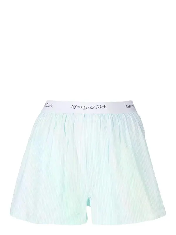 Sporty & Rich Logo-waistband Striped Boxer Shorts - Blue