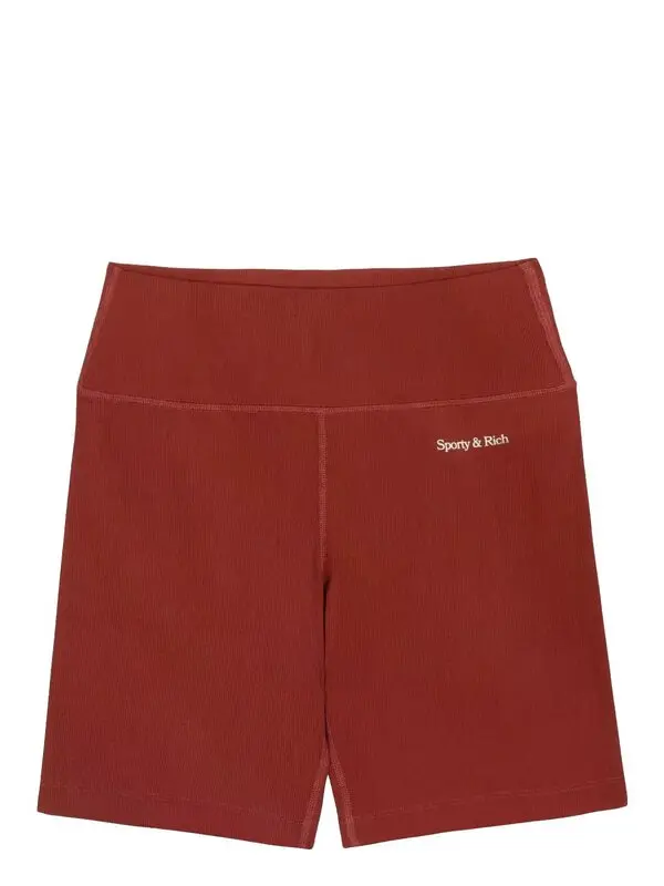 SPORTY & RICH Logo-print Elasticated-waistband Biker Shorts - Red
