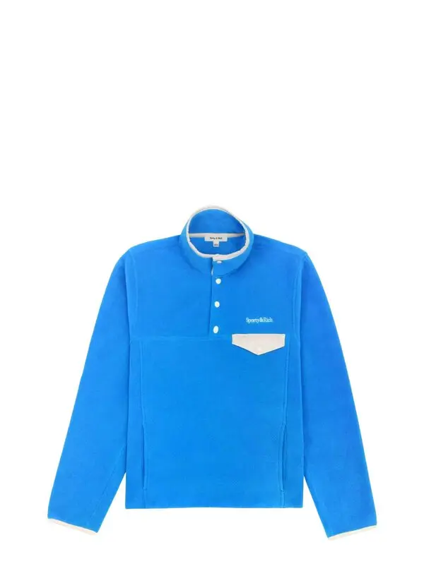 SPORTY & RICH Logo-embroidered Fleece Sweatshirt - Blue