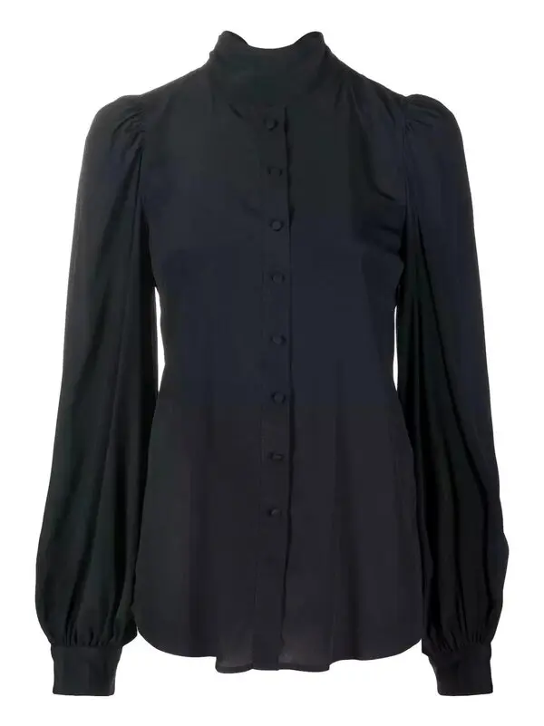 Wandering Stand-up Collar Blouse - Black