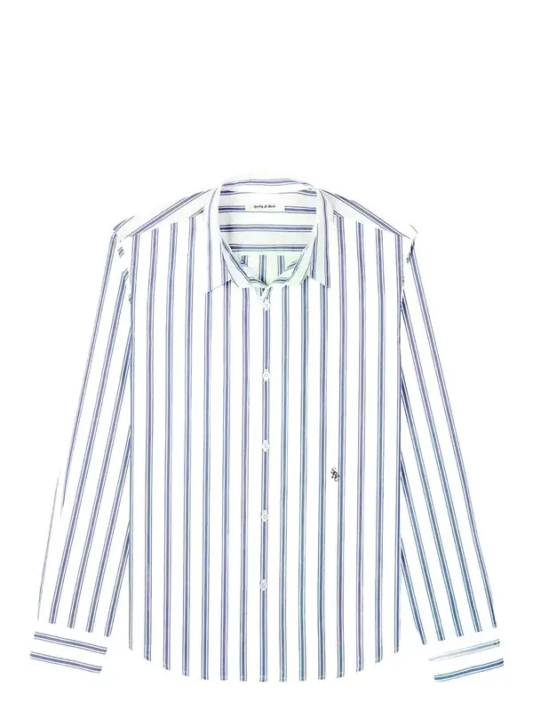 SPORTY & RICH Logo-embroidered Striped Shirt - Blue