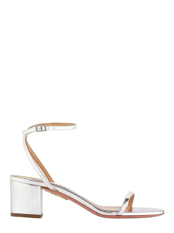 AQUAZZURA Olie 50mm Metallic Leather Sandals - Silver