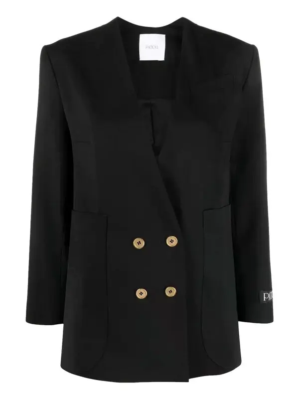 PATOU Collarless Double-breasted Blazer - Black