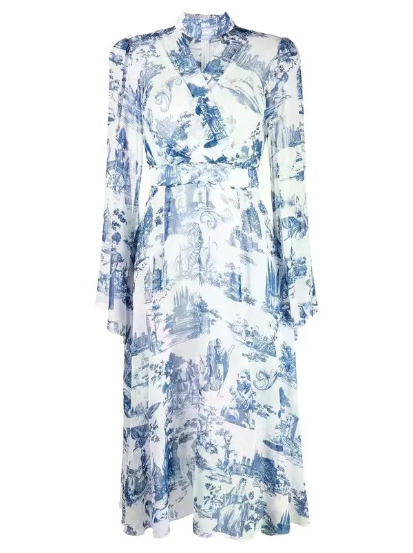 Philipp Plein Georgette Crystal Silk Dress - White
