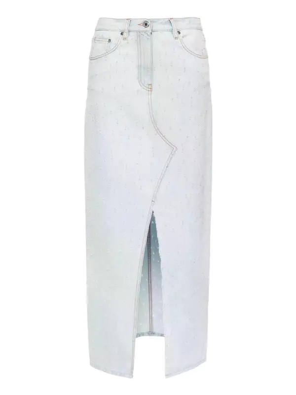 MSGM Distressed Maxi Skirt - Blue