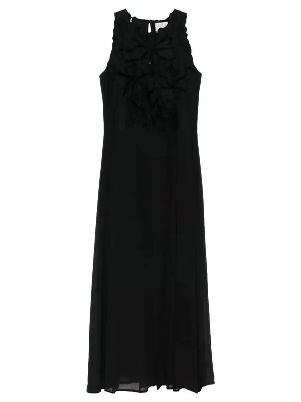 FORTE_FORTE Floral-embroidered Maxi Dress - Black