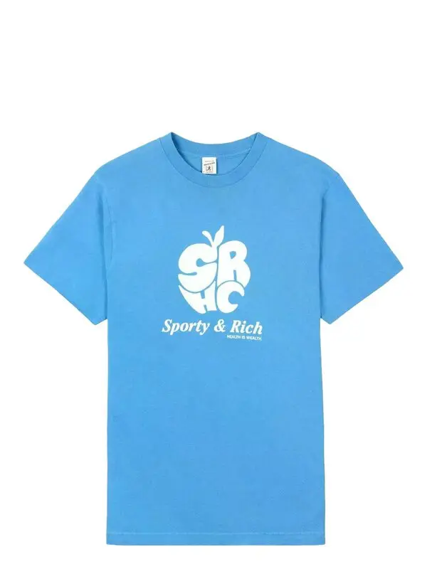 SPORTY & RICH Cotton Jersey Knit T-shirt - Blue