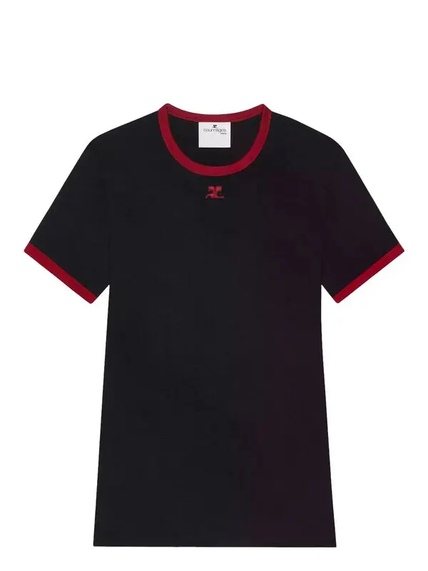 COURREGES Signature Contrast T-shirt - Black