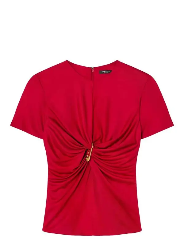 Versace Safety Pin Gathered Top - Red