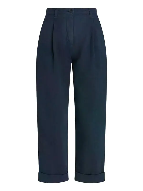 Etro Cropped Herringbone Cotton Chinos - Blue