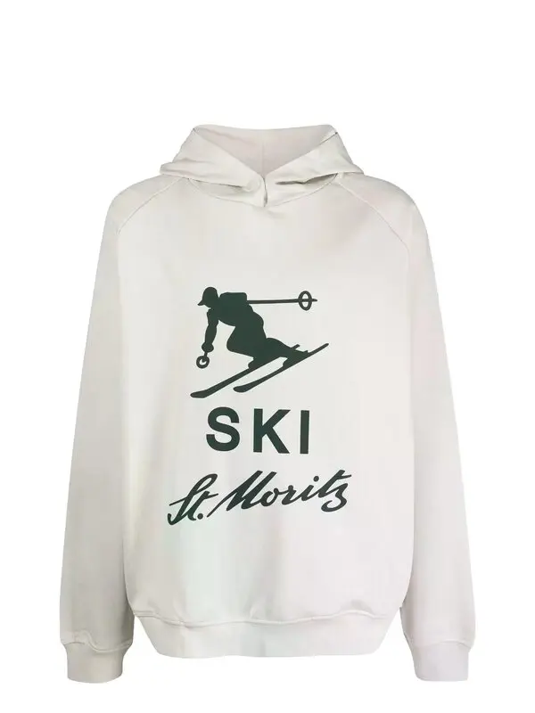 Bally Ski Graphic-print Cotton Hoodie - Neutrals