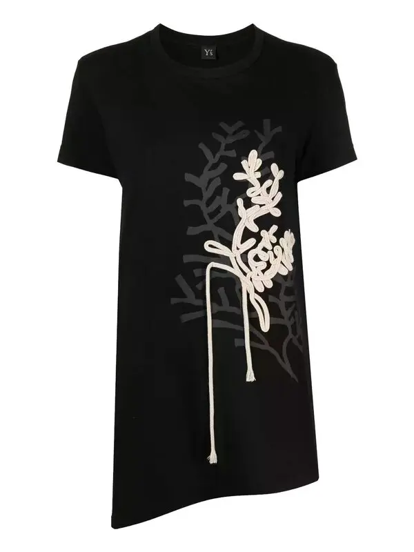 Y’s Rope-embellished Short-sleeve T-shirt - Black