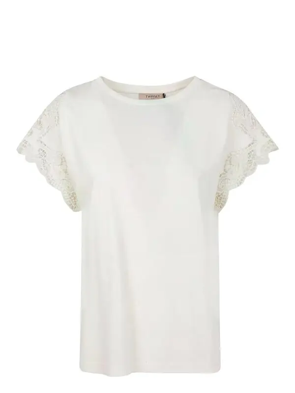 TWINSET Lace-detail Short-sleeve Top - White