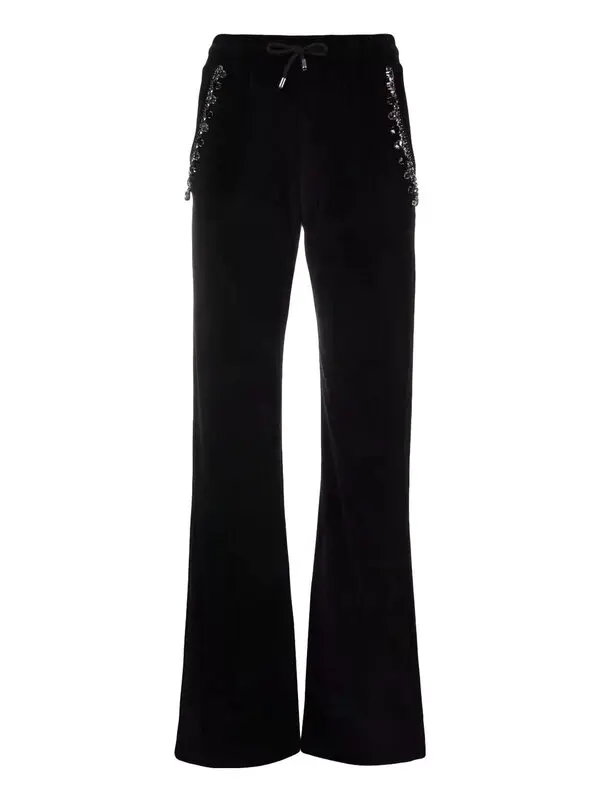 Philipp Plein Crystal Chain Velvet Track Pants - Black