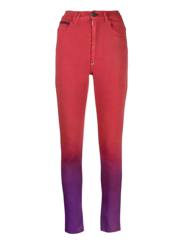 Philipp Plein High-waisted Ombré Jeggings - Red