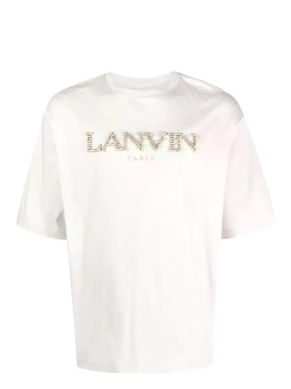 LANVIN Logo-embroidered Cotton T-shirt - Grey