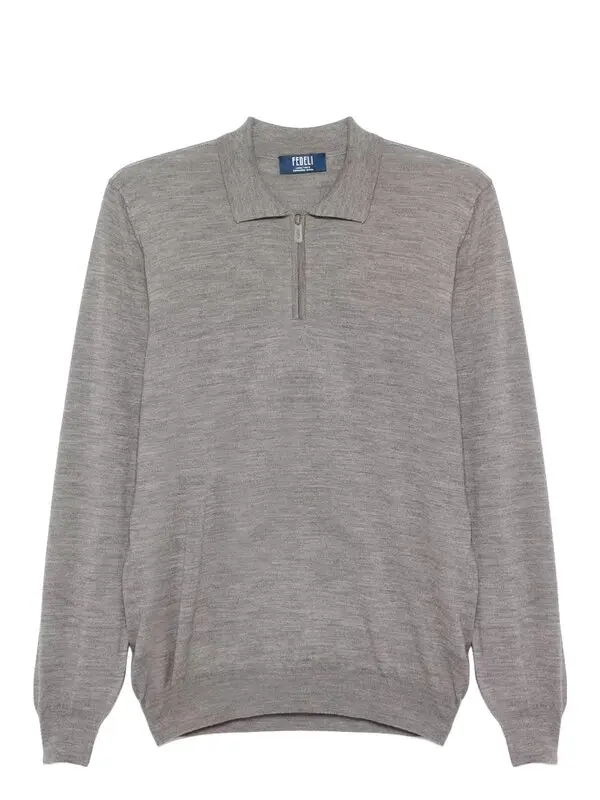Fedeli Fine-knit Polo Shirt - Grey