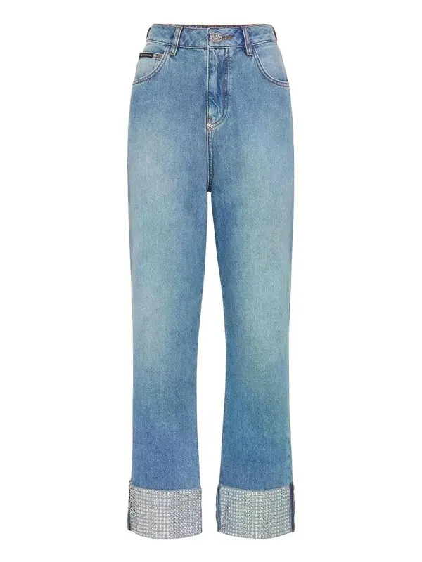 Philipp Plein Embellished Straight-leg Jeans - Blue