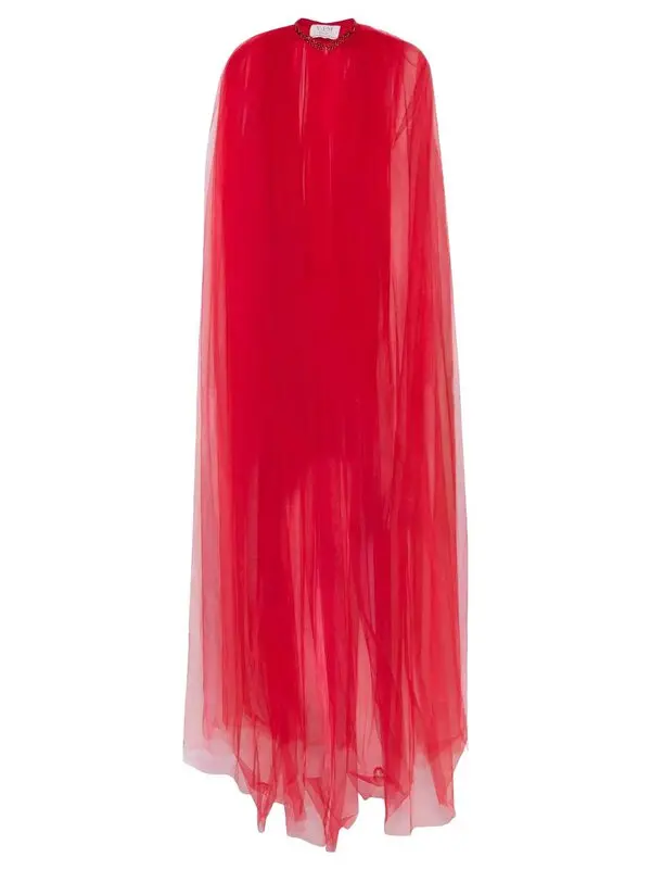 V:PM ATELIER Wanda Tulle Cape - Red