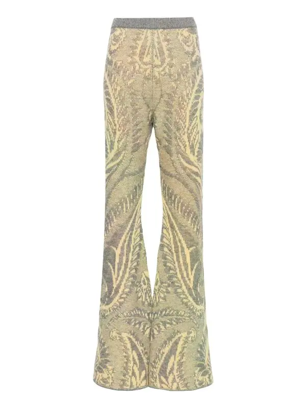 Etro Patterned Intarsia Wool Trousers - Grey