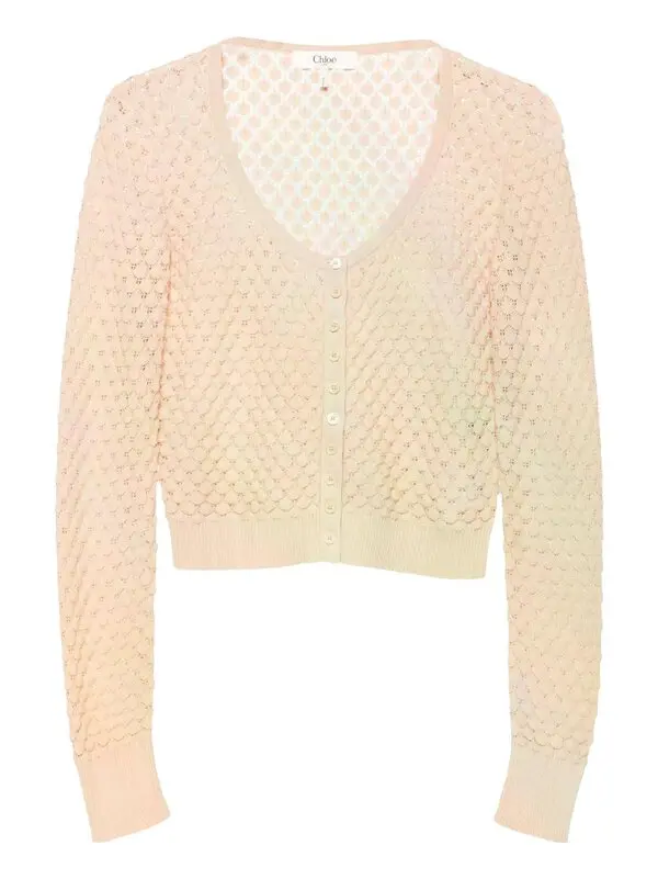 Chloé Pointelle-knit Cropped Cardigan - Neutrals