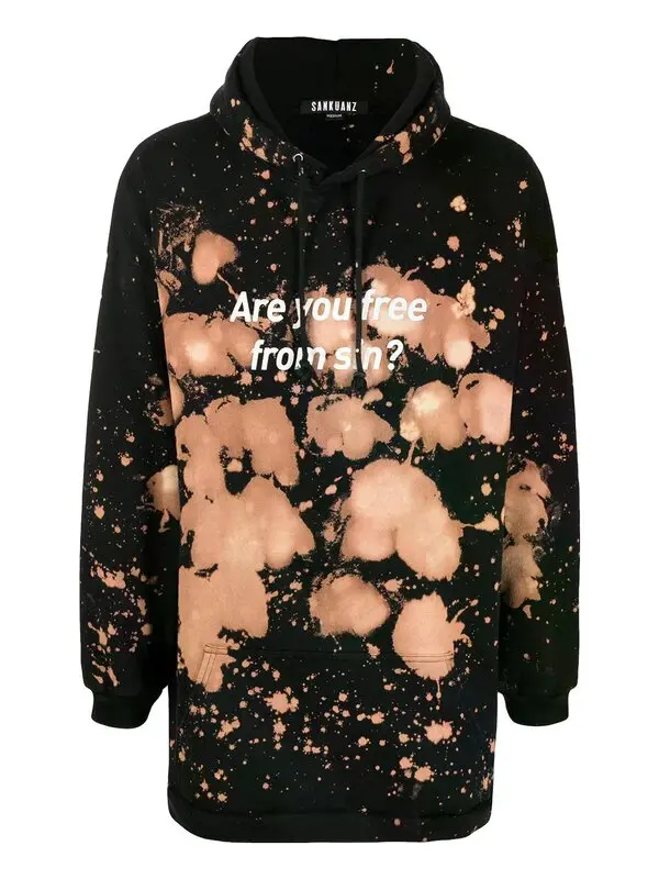 SANKUANZ Tie-dye Print Cotton Hoodie - Black