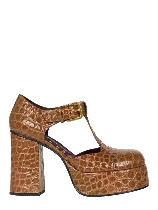 Etro 110mm Crocodile-embossed Platform Pumps - Brown