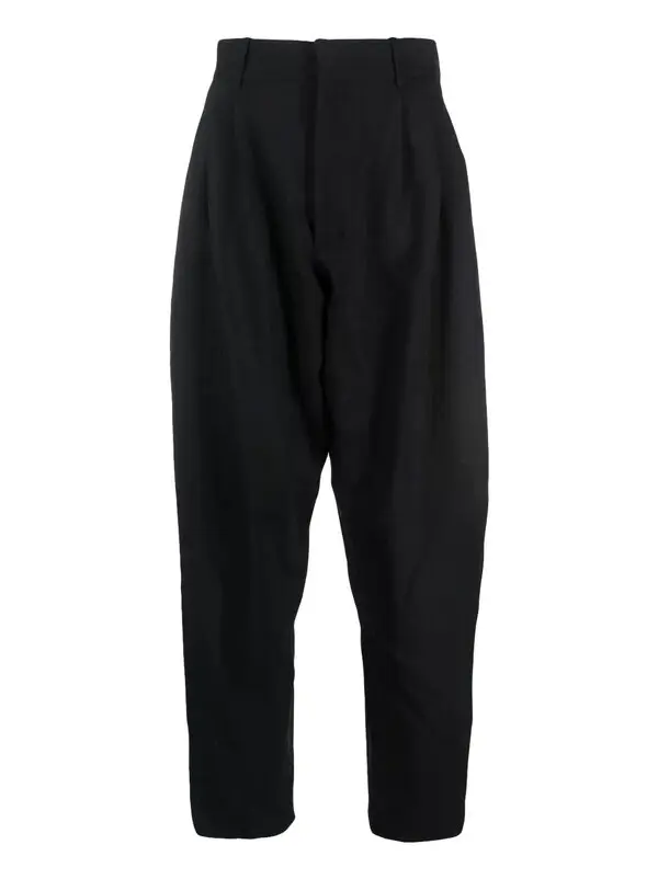 QUIRA Pleat-detailing Wool Tapered Trousers - Black