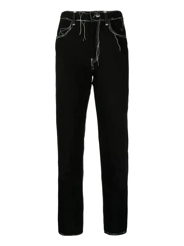 Y’s Contrast-stitch Linen-blend Jeans - Black