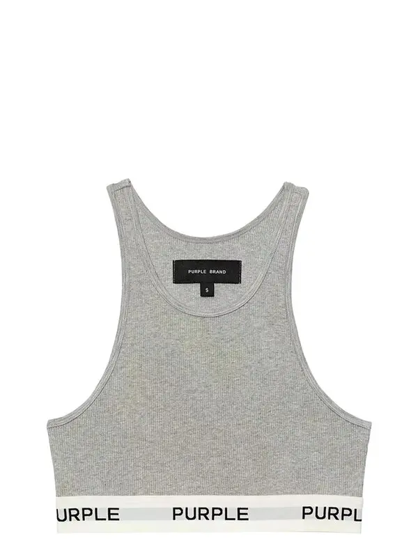 PURPLE BRAND Logo-tape Cotton Sports Bra - Grey