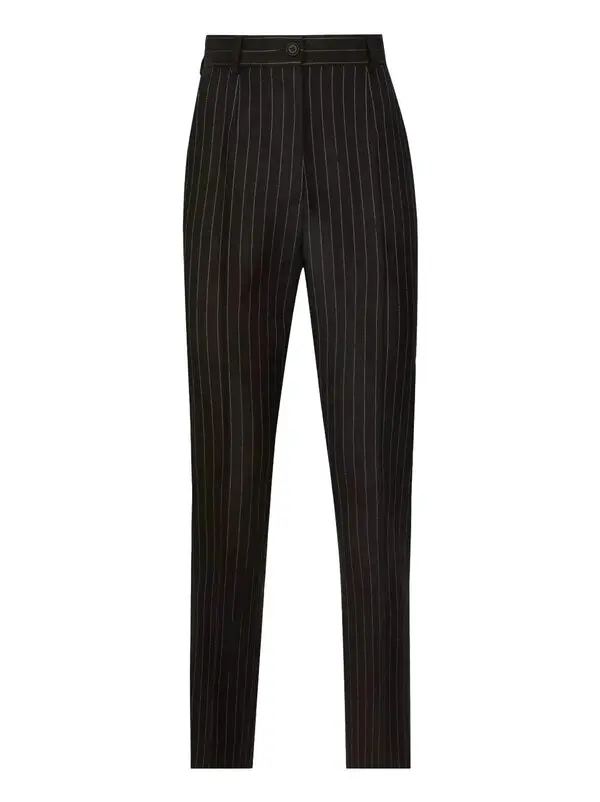 Dolce & Gabbana Tailored Pinstripe Wool Trousers - Black