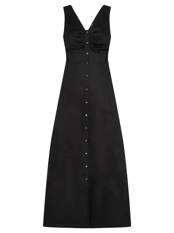 Karl Lagerfeld Button-down Cotton Maxi Dress - Black