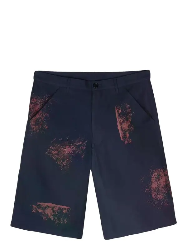 Comme Des Garçons Paint Splatter-detail Shorts - Blue