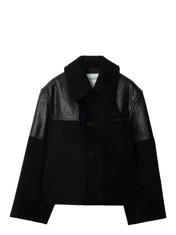 Burberry Panelled Leather-wool Jacket - Black