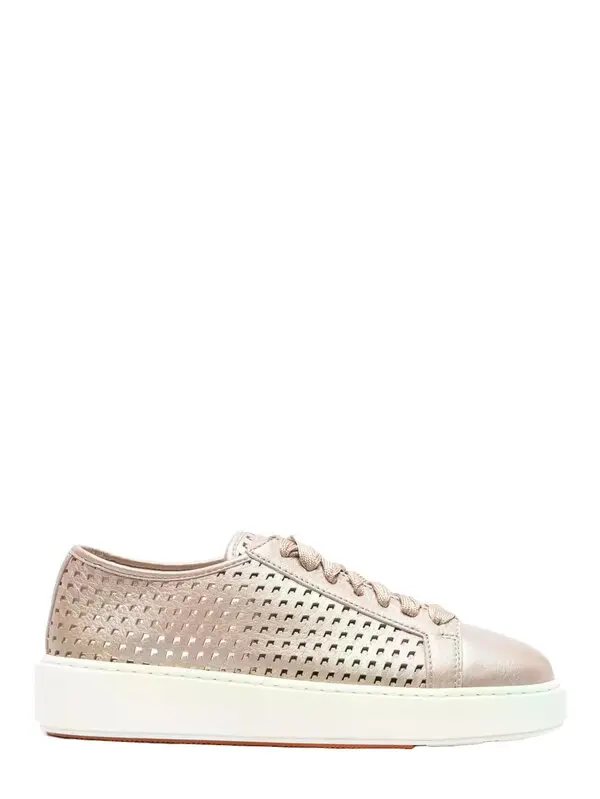 Santoni Perforated Leather Sneakers - Neutrals