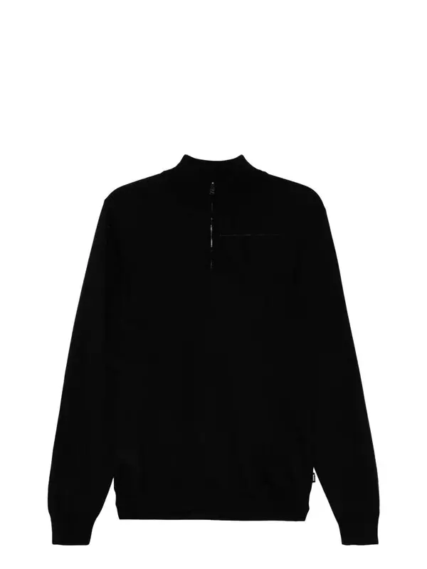 BOSS Half-zip Knitted Jumper - Black