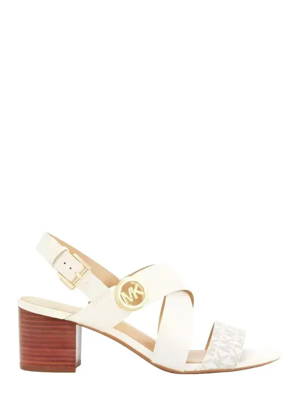Michael Kors Vera Logo-plaque Leather Sandals - Neutrals
