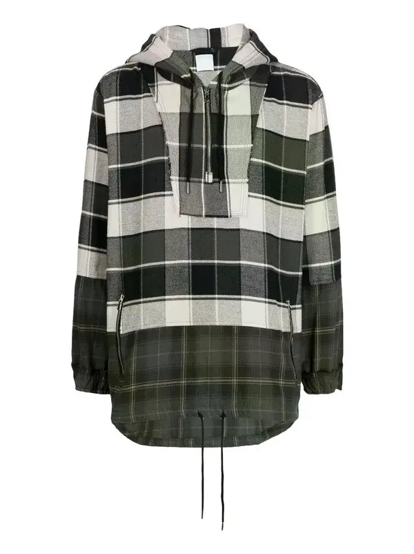 Alchemist Check-print Long-sleeve Hoodie - Black