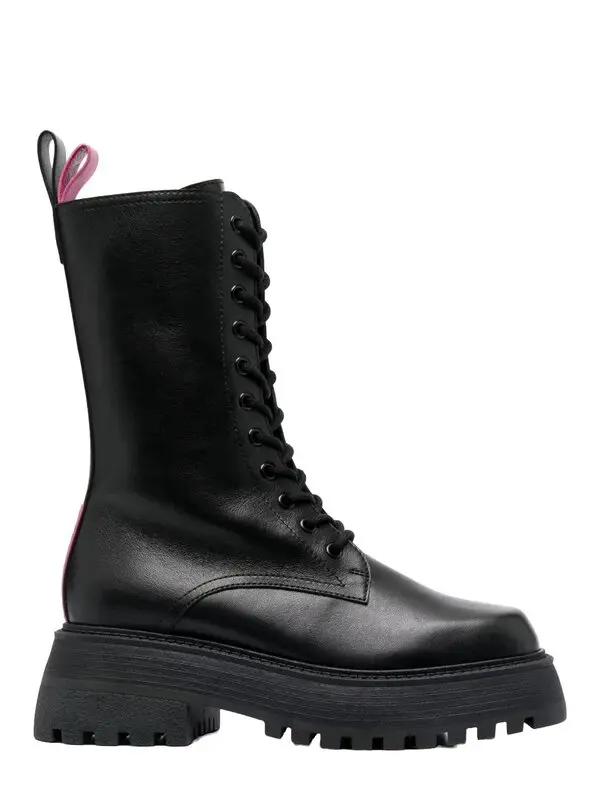 3JUIN Lace-up Leather Boots - Black