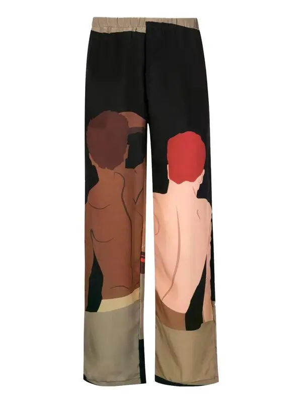 AMIR SLAMA Graphic-print Silk Shirt - Black